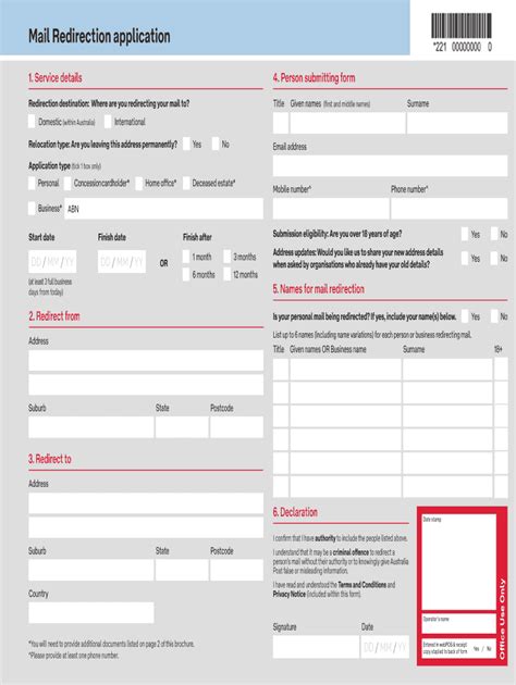 Fillable Online Mail Redirection Application Form Mail Redirection