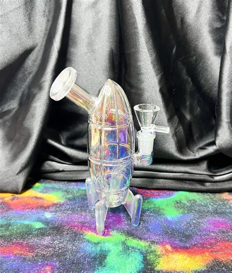 7 Inch Iridescent Rocket Ship Water Pipe Dab Rig Wholesale Murdoch Glass