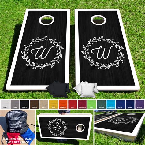 Laurel Initial Pro Style Cornhole Bean Bag Toss Game 24x48 With 8 Regu