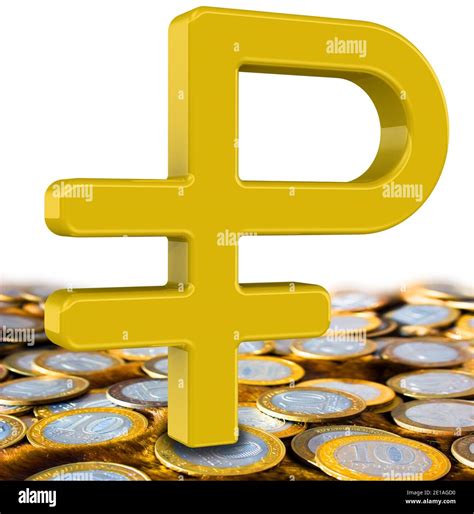 Russian Currency Symbol Golden Symbol Of The Russian Ruble On The