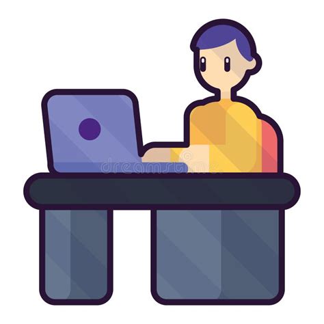 Isolated Boy Working On A Laptop Sketch Icon Vector Stock Vector