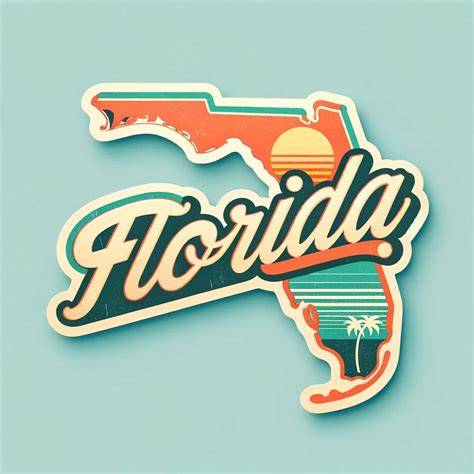 Florida State Sticker Florida Decal Retro Sticker Us States