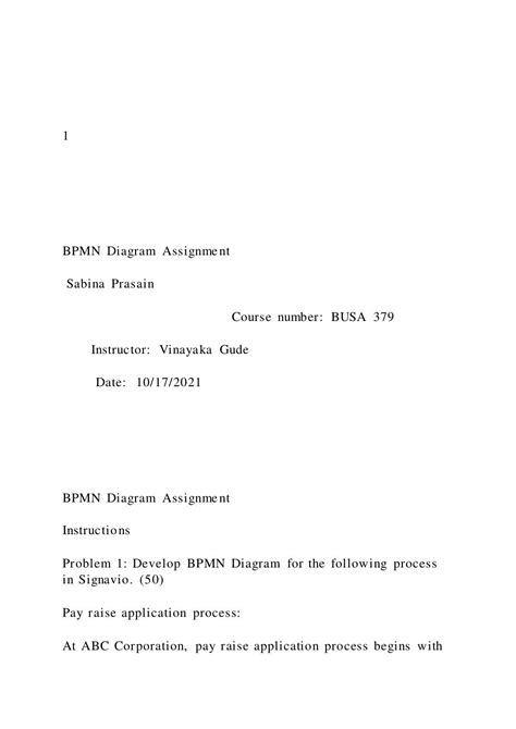 1 Bpmn Diagram Assignment Sabina Prasain Docx