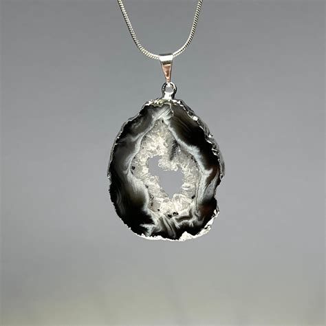 Oco Slice Crystal Necklace Geode Slice Pendant With Chain Etsy