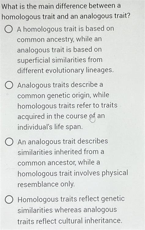 Solved What Is The Main Difference Between A Homologous