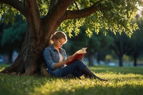 Premium Photo Reading Under Tree