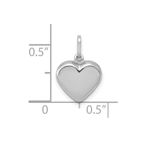 Real 14kt White Gold Polished 3 D Heart Pendant Ebay