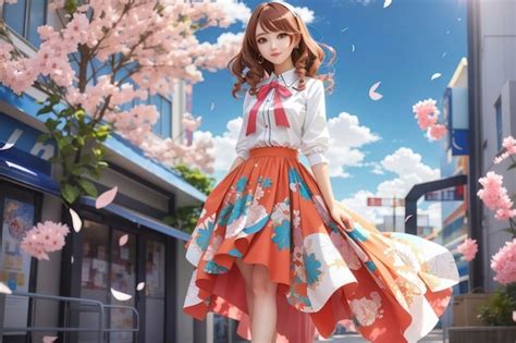 Premium Ai Image Cute Anime Girl In Long Skirts