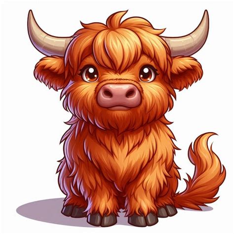 Highland Cow Vector Cartoon Illustration Premium Ai Generated Vector