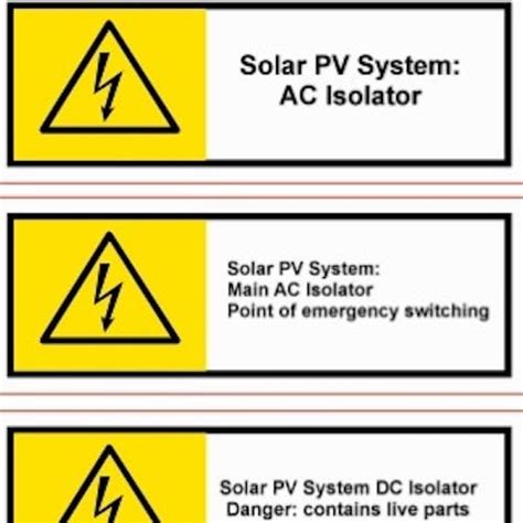Set Of Mcs Compliant Solar Warning Labels Stickers Plug In Solar