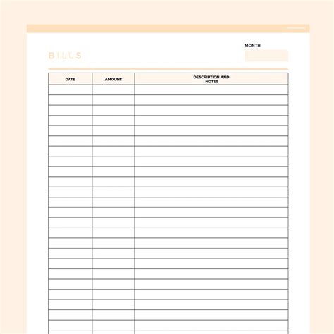 Bill Tracker Template Editable Instant Download Fillable Pdf A4 And