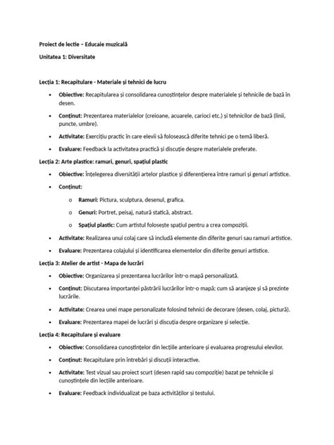 Proiect De Lectie Pdf