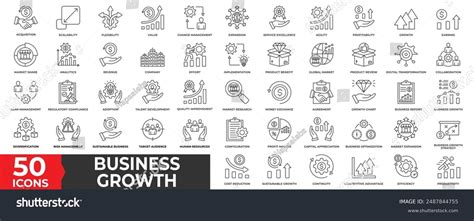 Business Growth Icon Collection Set Business Stock Vector Royalty Free
