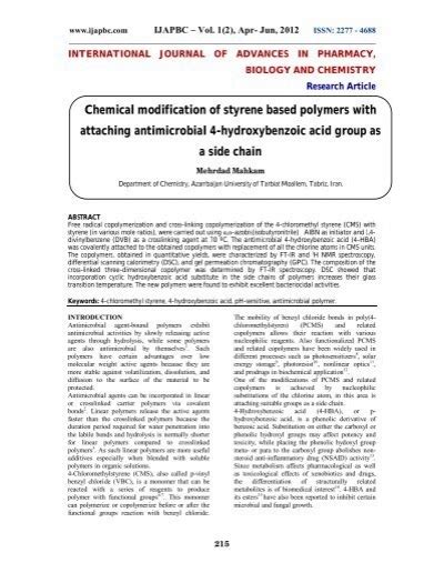 Chemical Modification Of Styrene Based Polymers With Ijapbc