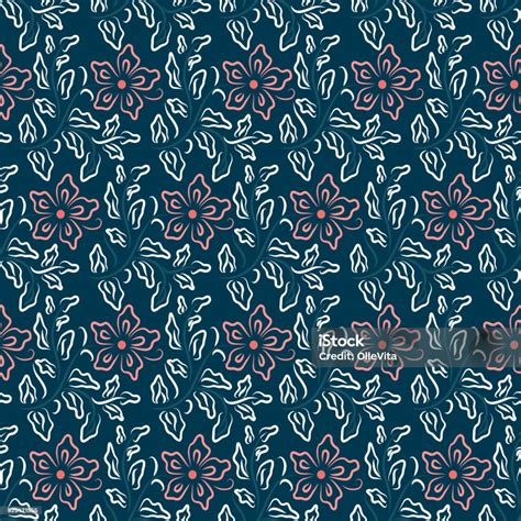 Seamless Flower Plant Vector Pattern Background Stock Illustration