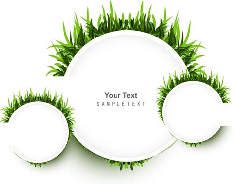 Abstract Green Grass Circle Frame Vector White Illustration Vectors