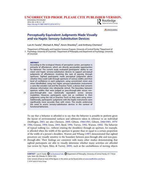 Pdf Perceptually Equivalent Judgments Made Visually And Via Haptic