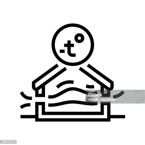 Passive Cooling Green Building Line Icon Vector Illustration Stock