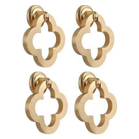 Aevos 6 Pack Brushed Brass Drawer Knobs Elegant Drop Ring Cabinet Pulls For Doors And Dressers