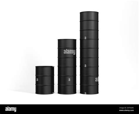 Oil Barrels Isolated On White Background Chart 3d Illustration Stock