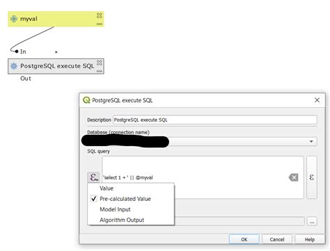 qgis insert an input variable in a query in postgresql geographic