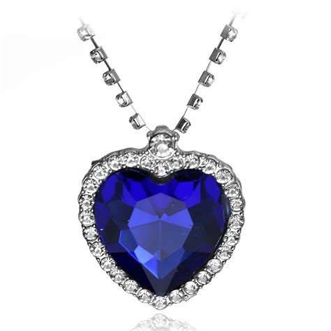 Collar Con Colgante De Coraz N Titanic De Cristal Azul Oc Ano Para