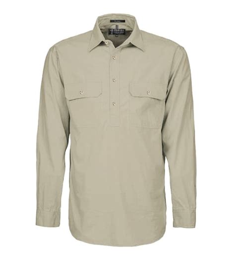 Ritemate Mens Long Sleeve Closed Front Pilbara Shirt Rm200cf