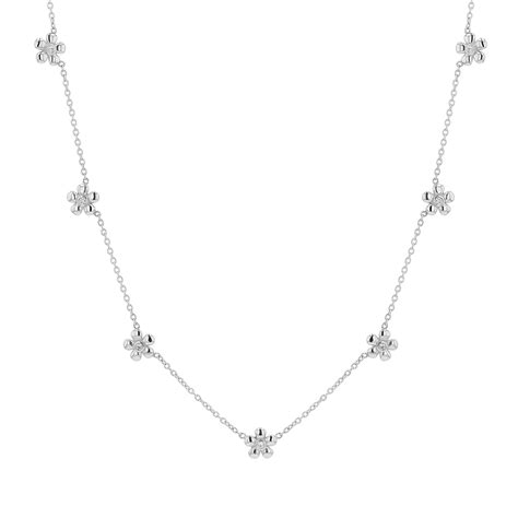White Gold Diamond Flower Necklace