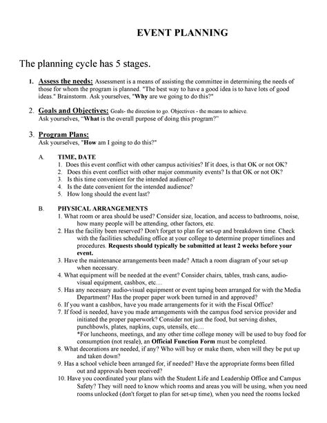 50 Professional Event Planning Checklist Templates Templatelab