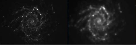 comparison between unconvolved on the left and convolved on the