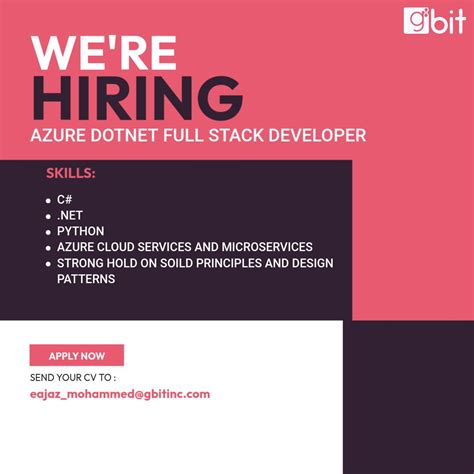 🚀 Were Hiring Azure Full Stack Dotnet Developer Eajaz Mohammed