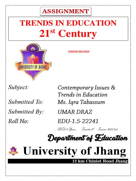 Trends In Education Assignment Presentation Pdf Educational