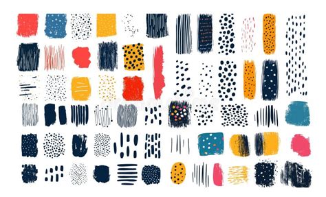 Color Ink Doodle Sketch Strokes Textures Vector Set Lines Circular