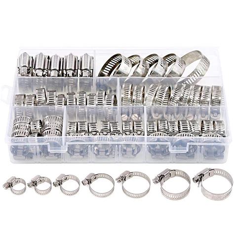 201 스테인리스 스틸 호스 클램프 세트 8 38mm 파이프 클램프 7 가지 크기 호스 클램프 파이프용 호스 타이 60 피스
