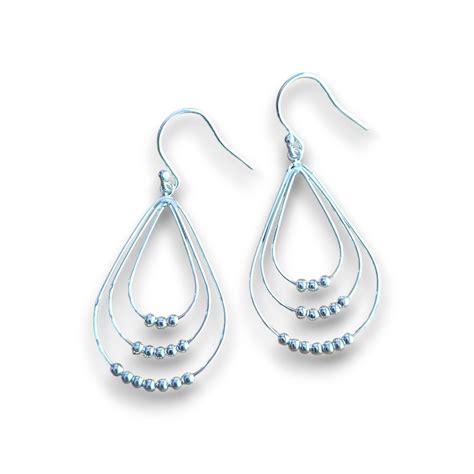Triple Dangle With Balls Earrings Sterling Silver Simply Silver