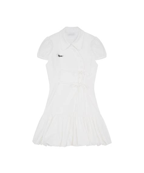 러드 Puff Preppy Mini Dress White