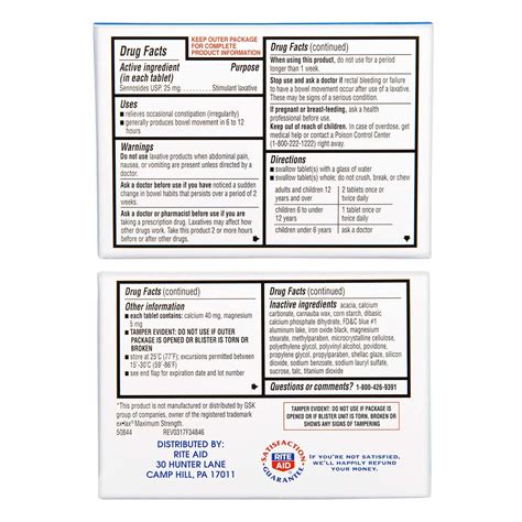 Rite Aid Maximum Strength Laxative Sennosides Usp Tablets 25 Mg 96 Ct Shipt