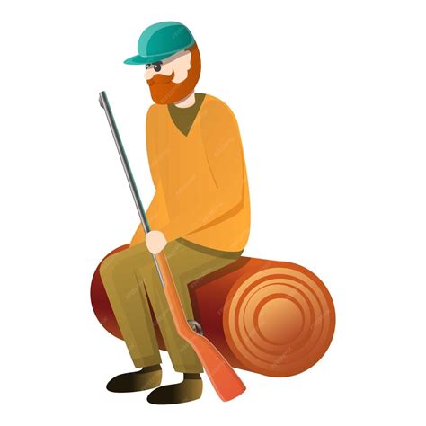 Icono De Caza En El Sello Caricatura De Cazador En El Sillo Icono Vectorial Para Diseño Web