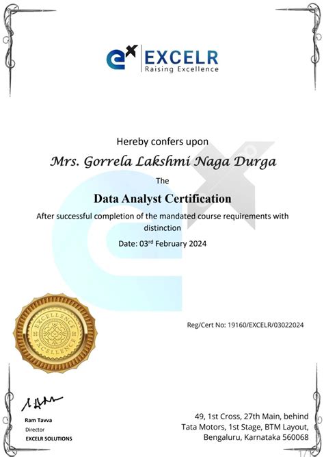 Dataanalytics Certification Professionalgrowth Excelr Lakshmi