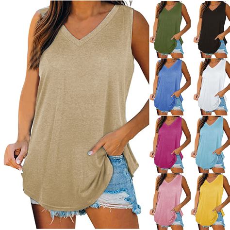 Jsaierl Tank Tops For Women 2025 Summer V Neck Sleeveless Basic Tanks