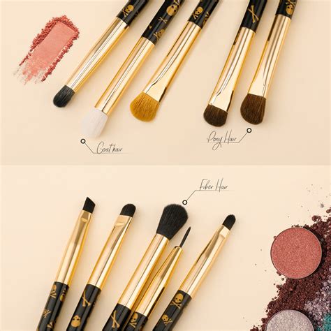Docolor Makeup Brushes Goth Skull Eye Makeup Brushes Set 10 Pieces