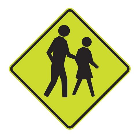 Pedestrian Crossing Sign 600mm Diamond Class 1 Reflective Aluminium