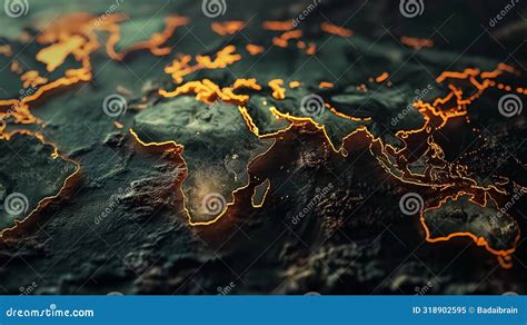 Abstract World Map In Dark Colors With Lights Stock Image Image Of