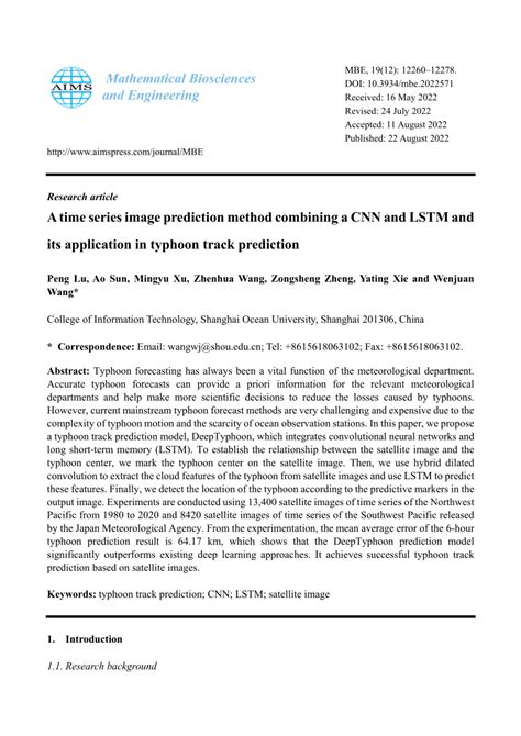 Pdf A Time Series Image Prediction Method Combining A Cnn And Lstm And Its Application In