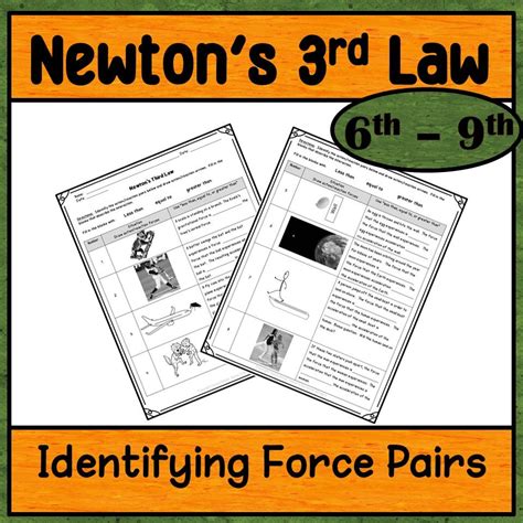 Newtons Third Law Worksheet Identifying Actionreaction Pairs Learn