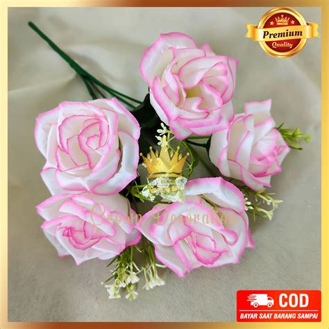 Jual Bunga Rose Tropis Cabang 5 Artificial Premium Mawar Kuncup