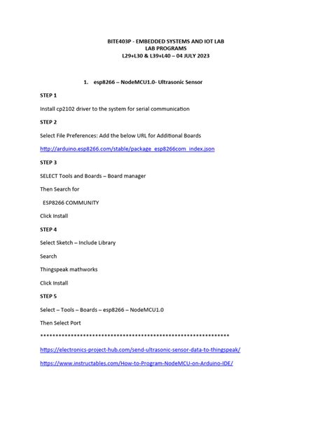 17 Esp8266 Nodemcu Ultrasonicsensor Thingspeak Api Whatsapp Nodemcu Server 04 07 2023 Pdf