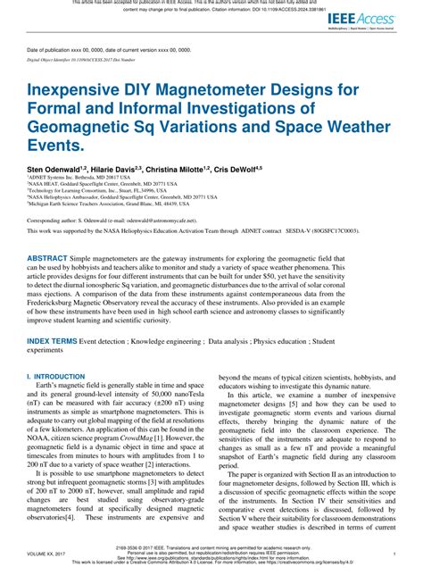 Pdf Inexpensive Diy Magnetometer Designs For Formal And Informal Investigations Of Geomagnetic