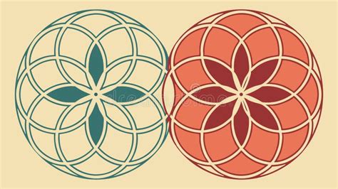 Two Abstract Geometric Flowers Complementary Mandala Art Vector