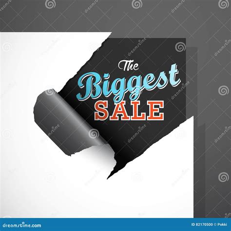 The Biggest Sale Text Uncovered From Teared Paper Corner Stock Illustration Illustration Of